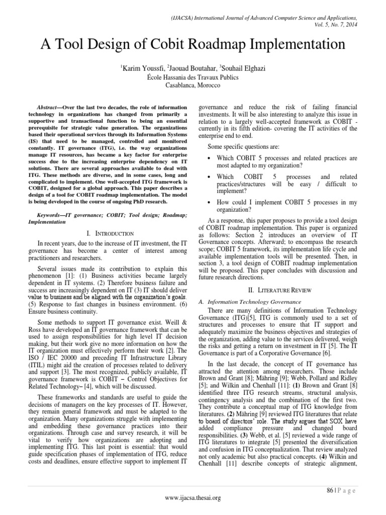 Paper 14-A Tool Design of Cobit Roadmap Implementation | PDF | Cobit ...