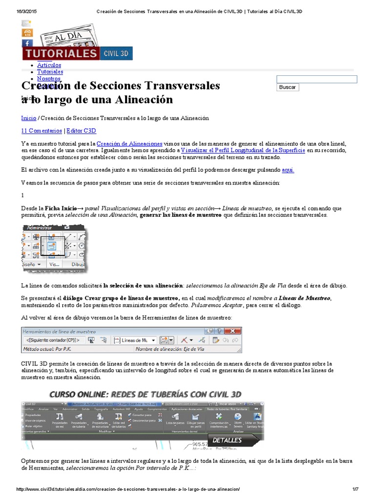 Creación de Secciones Transversales en Una Alineación de CIVIL 3D - Tutoriales Al Día CIVIL 3D ...
