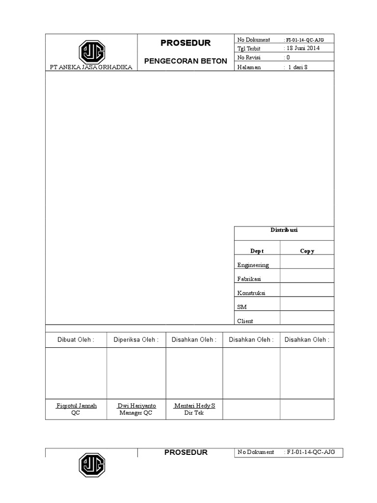Prosedure Pengecoran Beton | PDF
