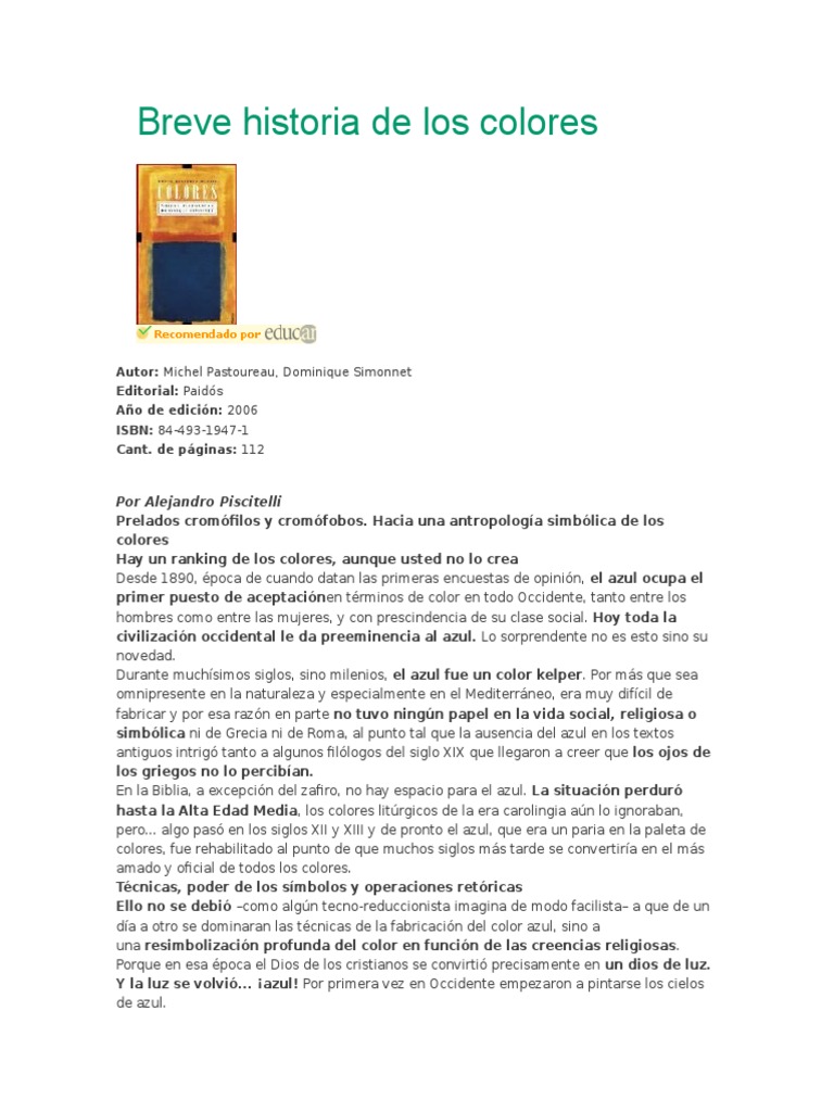 Breve Historia de Los Colres | PDF | Azul | Color