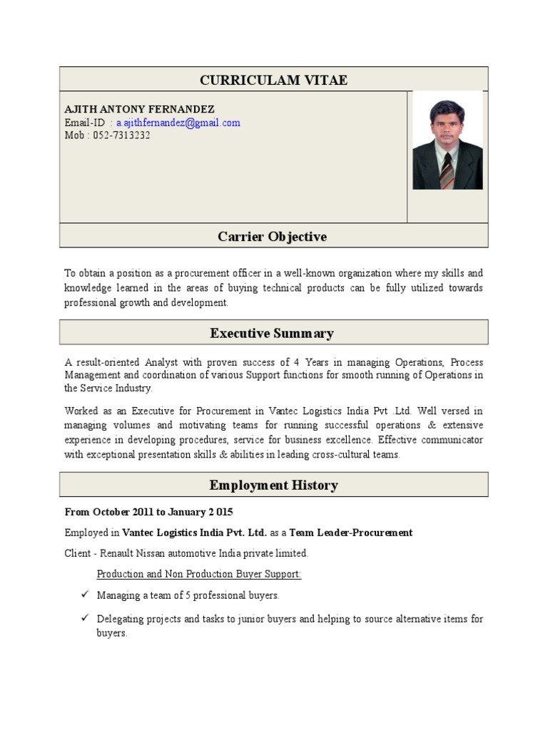 Ajith Resume 3 | Download Free PDF | Procurement | Logistics