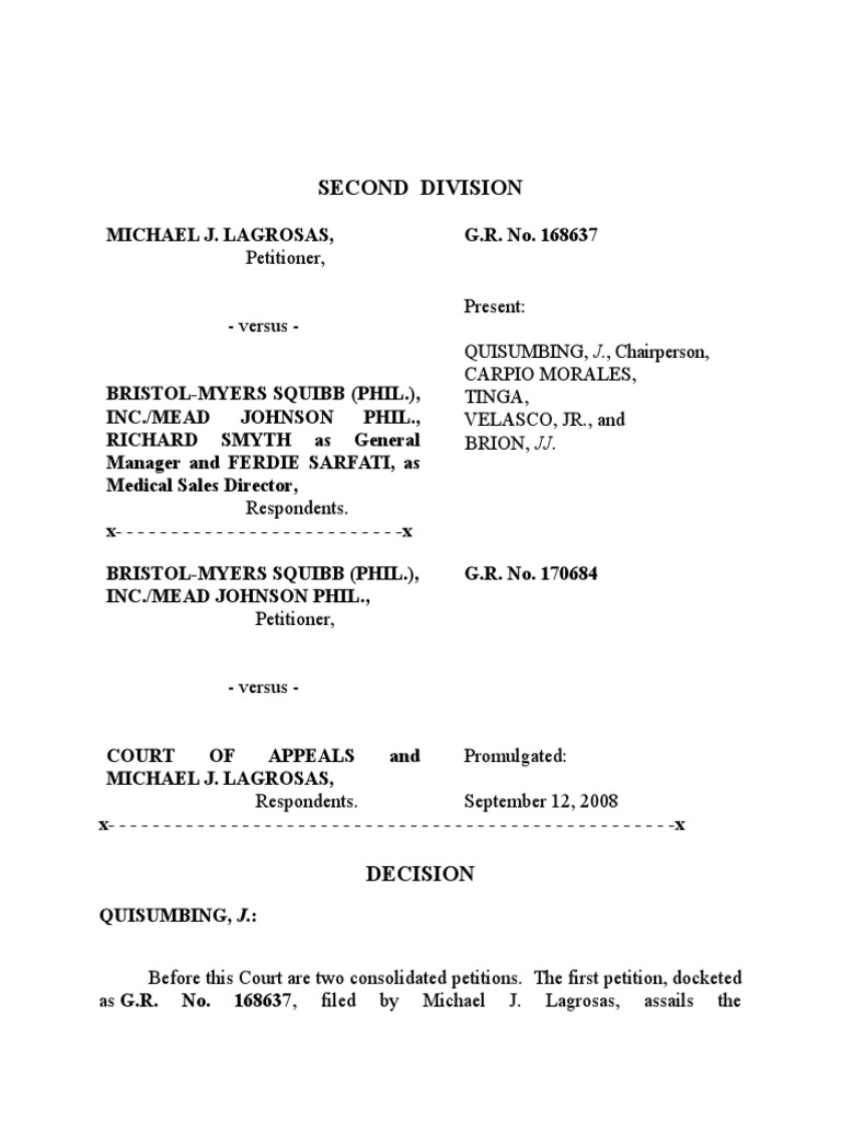 Lagrosas vs. Bristol Myers | PDF | Injunction | Appeal