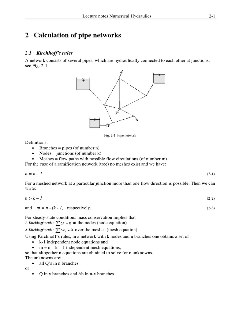 Pipe Network Analysis and Calculations | PDF | Dynamics (Mechanics ...