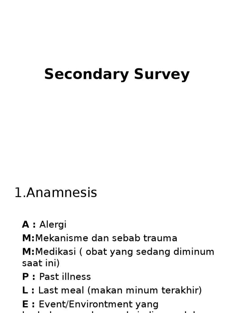 Prosedur dan Komponen Secondary Survey | PDF
