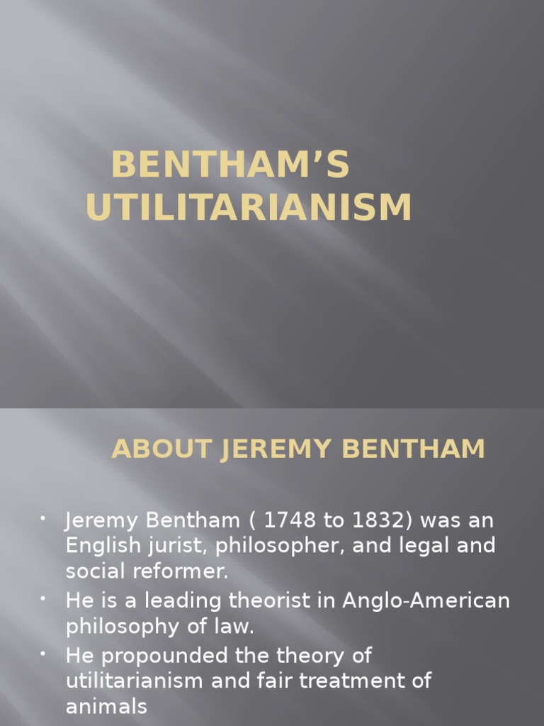 Jeremy Bentham's Utilitarianism Explained | PDF | Finance & Money ...
