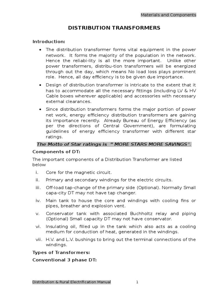 Rev Asg 1 Distribution Transformers | PDF | Transformer | Electric ...
