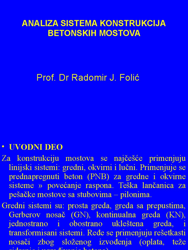 Betonski Mostovi Lucni Mostovi | PDF