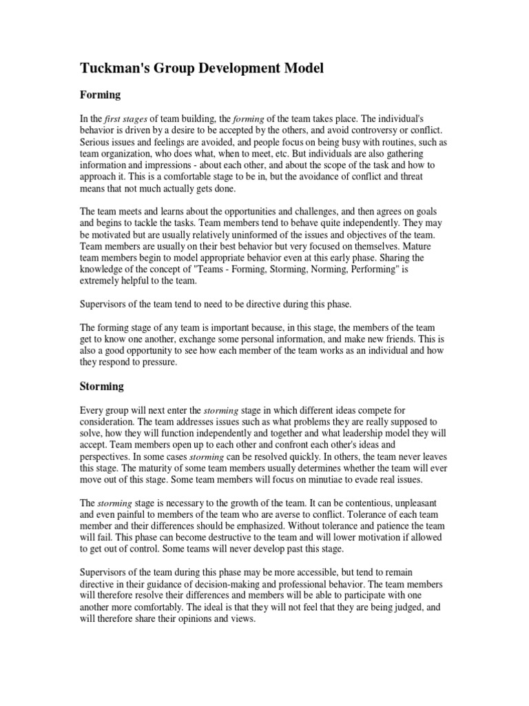 Tuckman Model | PDF | Epistemology | Applied Psychology