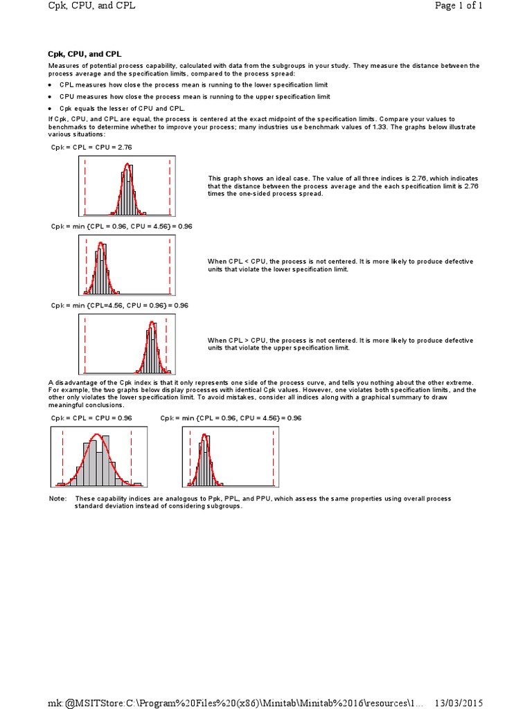 Understanding Cpk, CPU, and CPL Indices | PDF