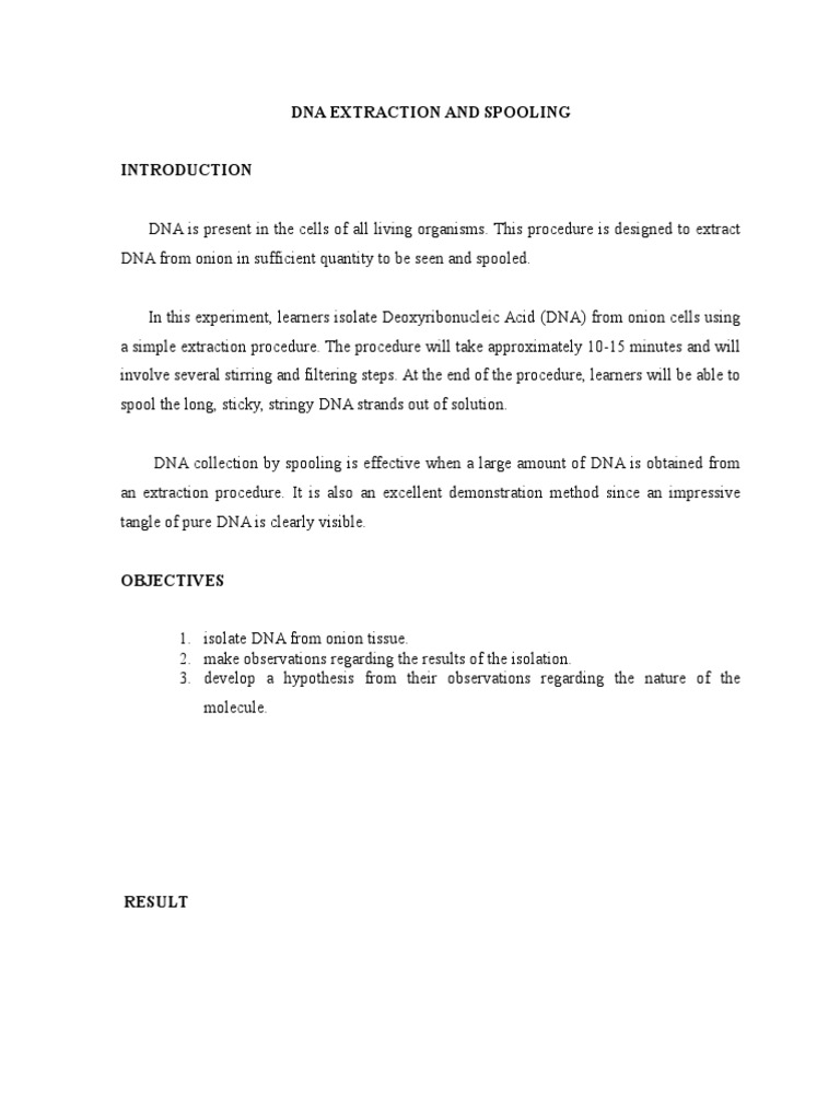 Dna Extraction and Spooling | PDF | Dna | Ethanol