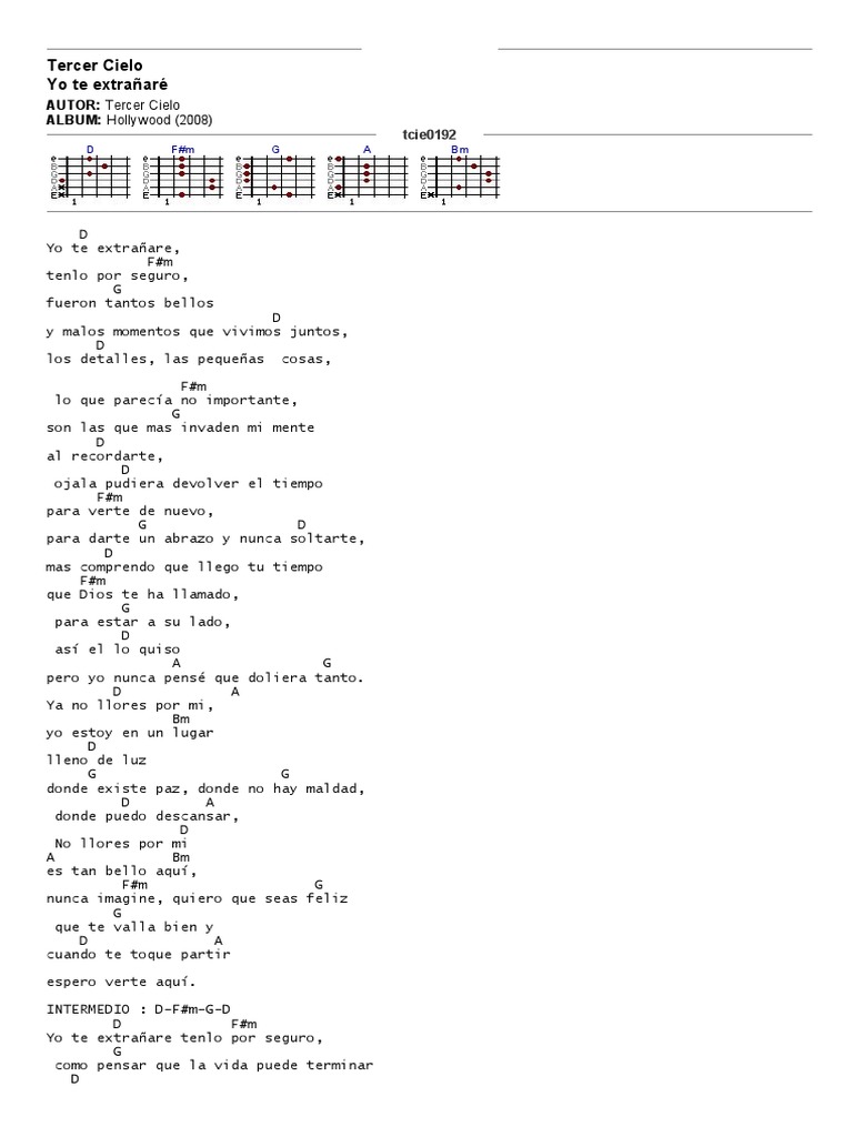 Tercer Cielo, Yo Te Extrañaré_ Letra y Acordes | PDF