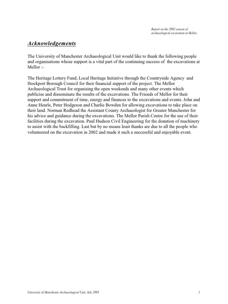 2002 Mellor Archaeological Excavation Report | PDF | Excavation ...