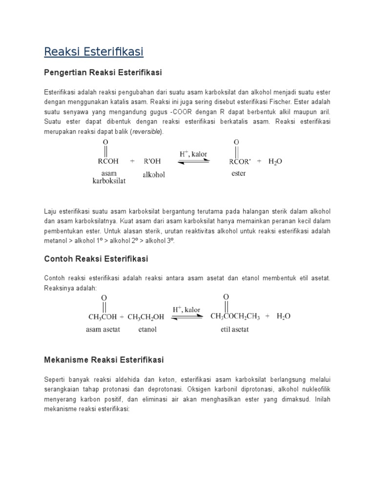 Reaksi Esterifikasi | PDF | Sains & Matematika