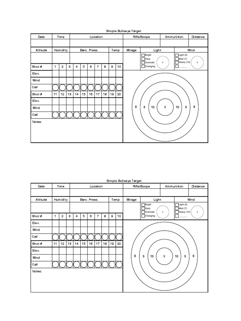 Simple Bullseye Target Shooting Log | PDF