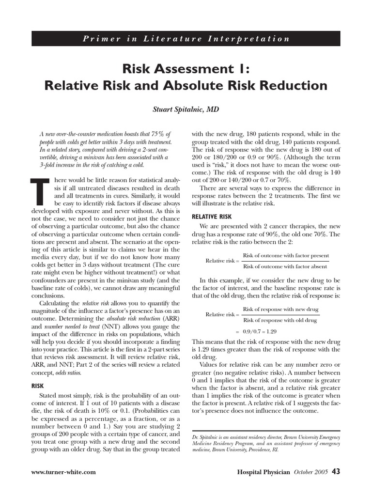 Relative Risk and Absolute Risk Reduction | Relative Risk | Risk