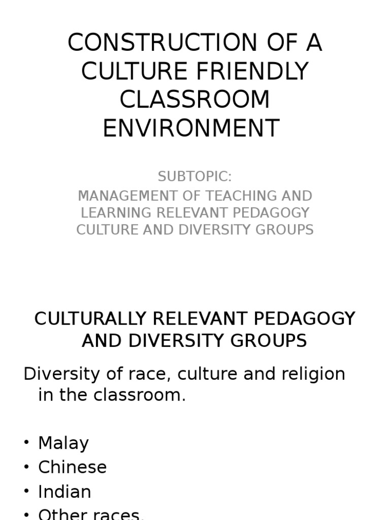 Culturally Inclusive Classroom Strategies | PDF