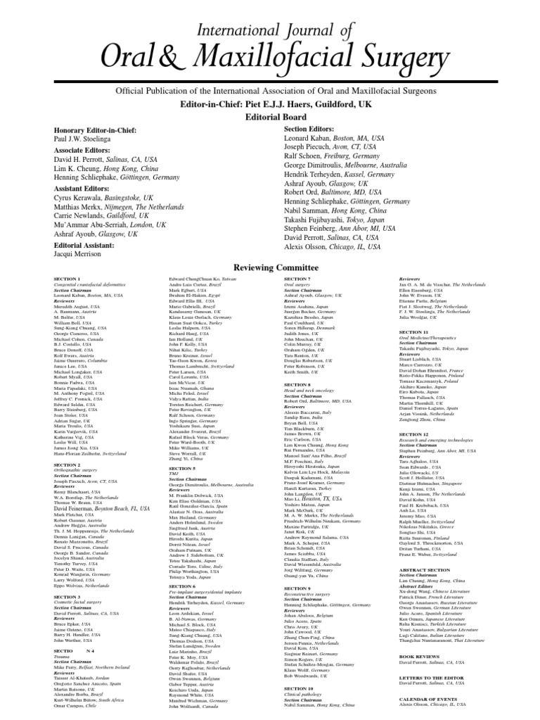 Intrnational Journal Oral Maxillofacial Surgery | PDF | Oral And ...