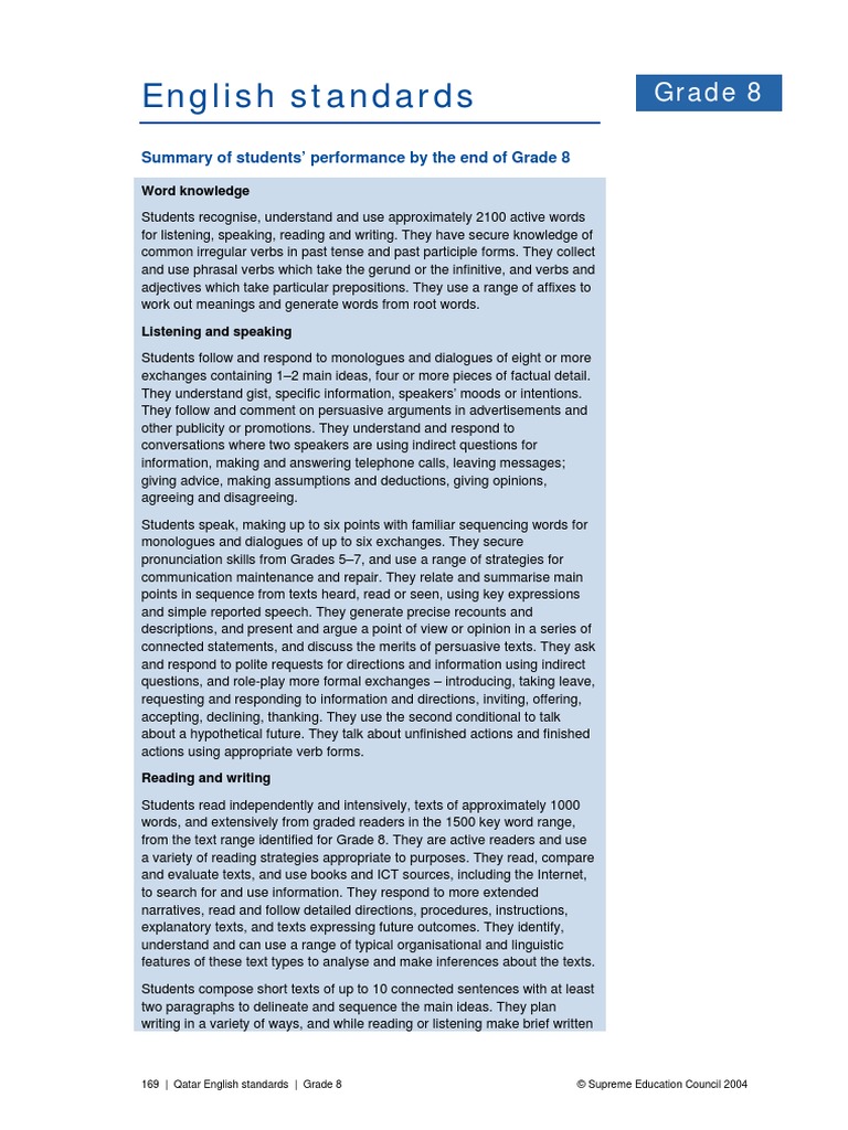 English-Grade 8 | PDF | English Language | Verb