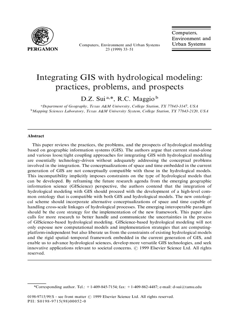Integrating GIS With Hydrological Modeling: Practices, Problems, and ...