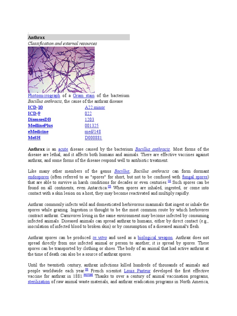 Anthrax | PDF | Anthrax | Biological Warfare