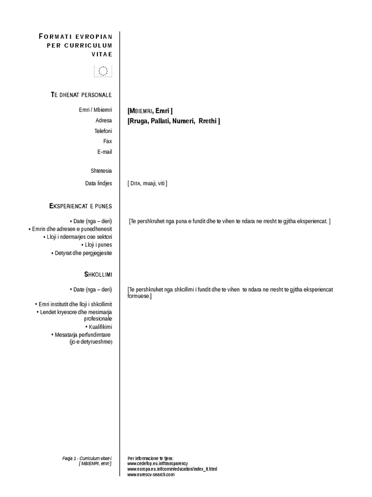 CV Shqip | PDF