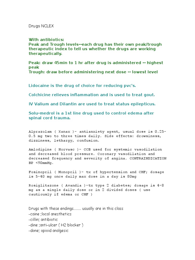 Drugs Nclex | PDF | Rtt | Pharmacology