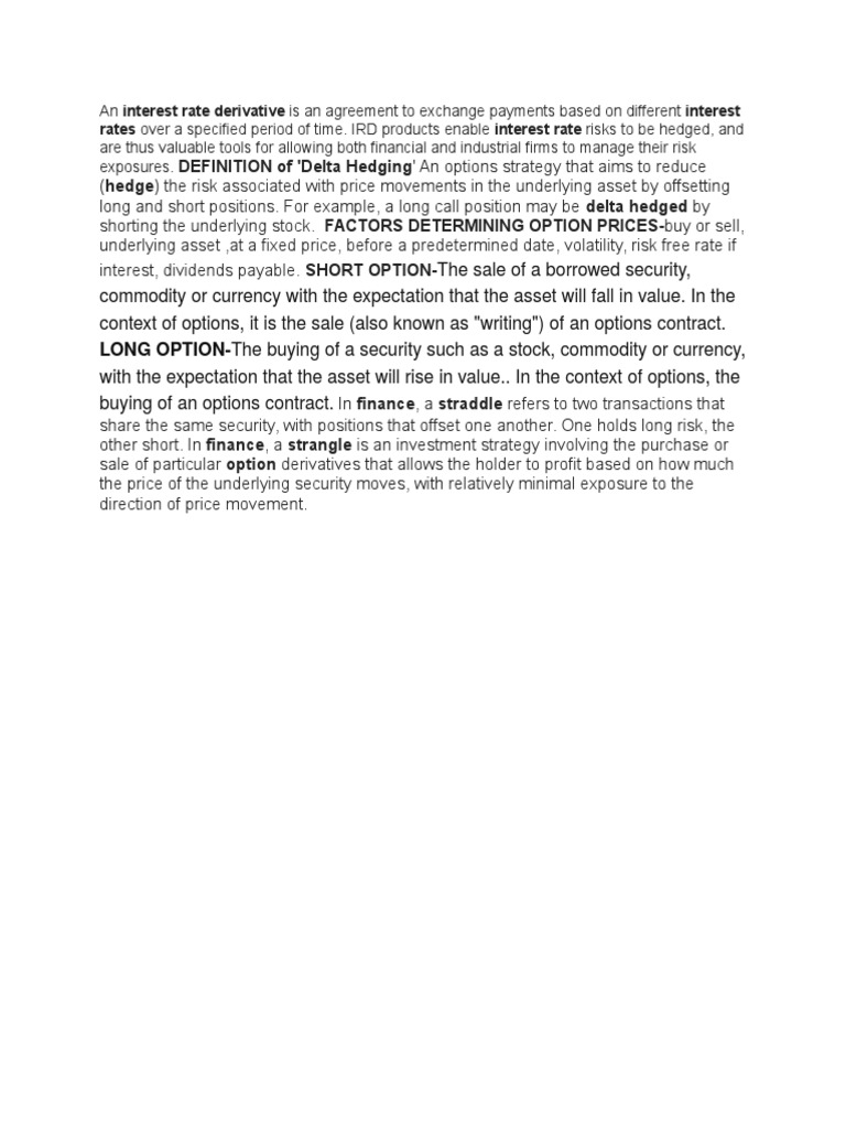 Interest Rate Derivatives Explained | PDF