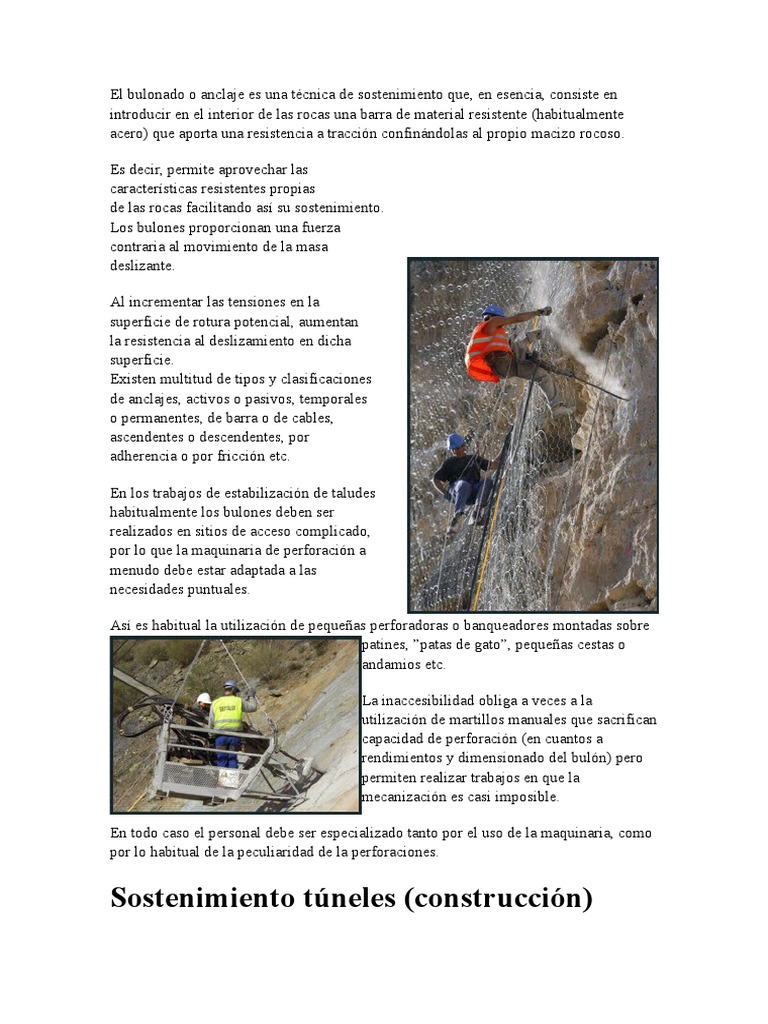 Bulones | PDF | Túnel | Hormigón