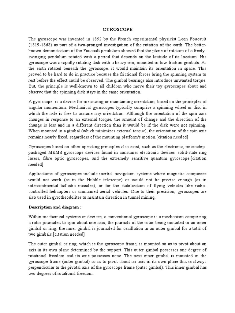 Motorized Gyroscope Apparatus 1 | PDF | Gyroscope | Attitude Control