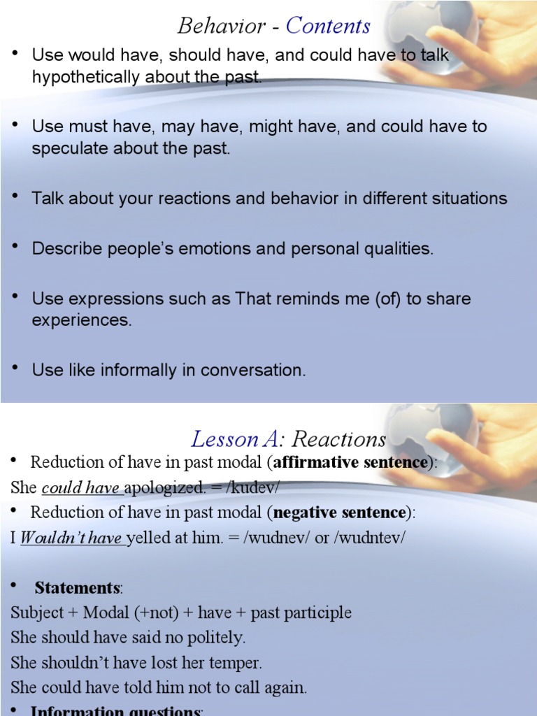 Behavior (English Lessons) | PDF | Verb | Cognitive Science