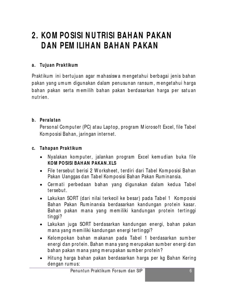 Komposisi Pakan PDF | PDF
