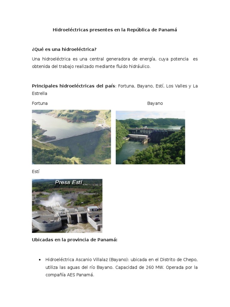 Hidroeléctricas en Panamá: Principales Centrales | PDF | Panamá | Represa