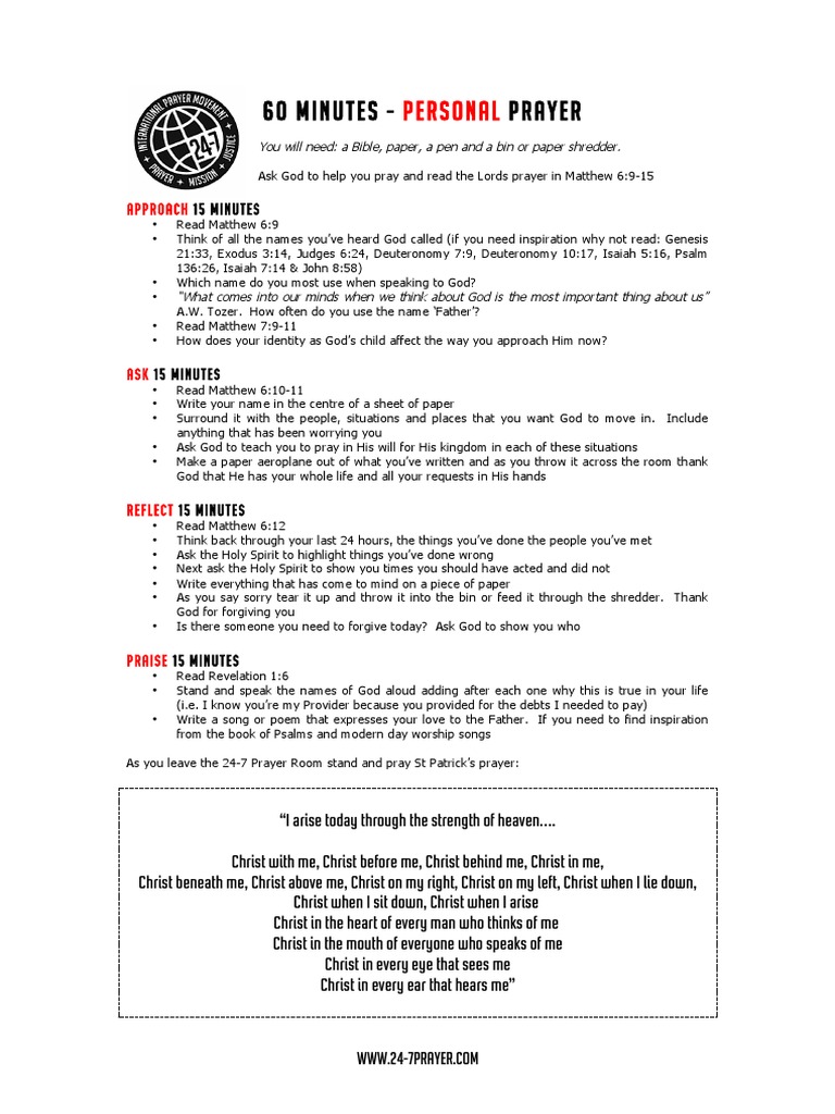 60 Minute Prayer Guides | PDF | Prayer | Gospel Of Matthew