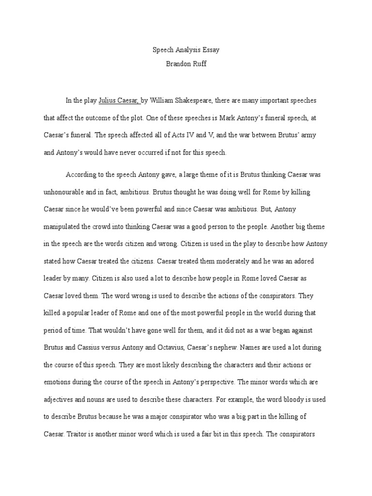 Julius Caesar Antonys Speech At Funeral