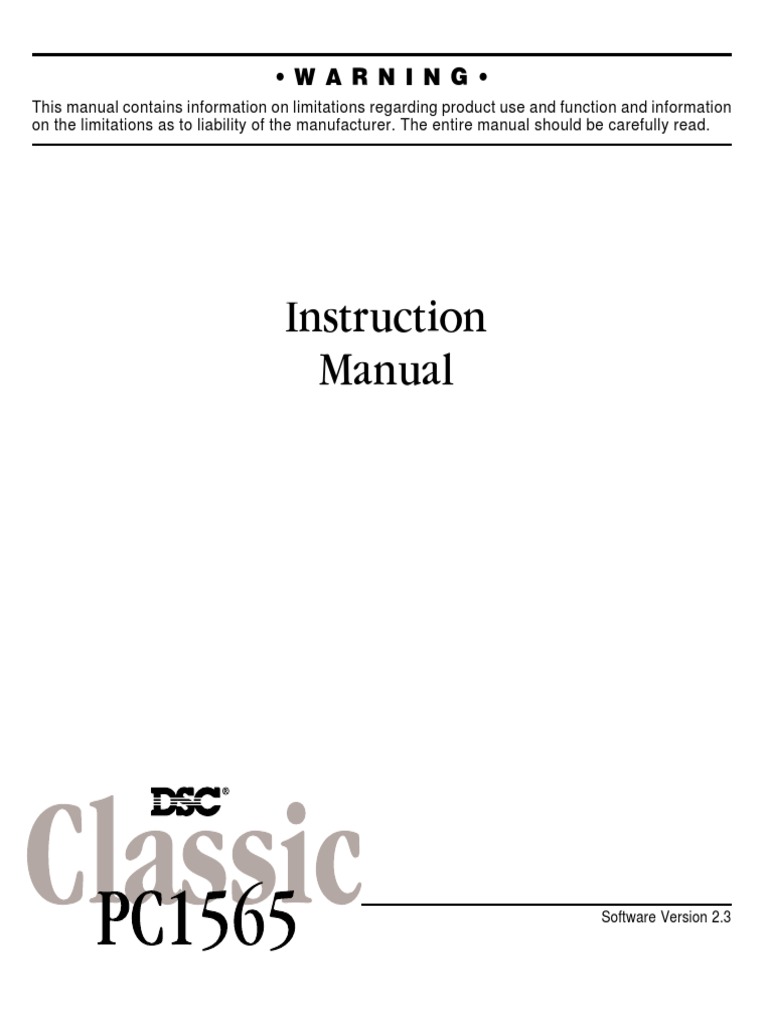 DSC PC-1565 User Manual | PDF | Security Alarm | Nature