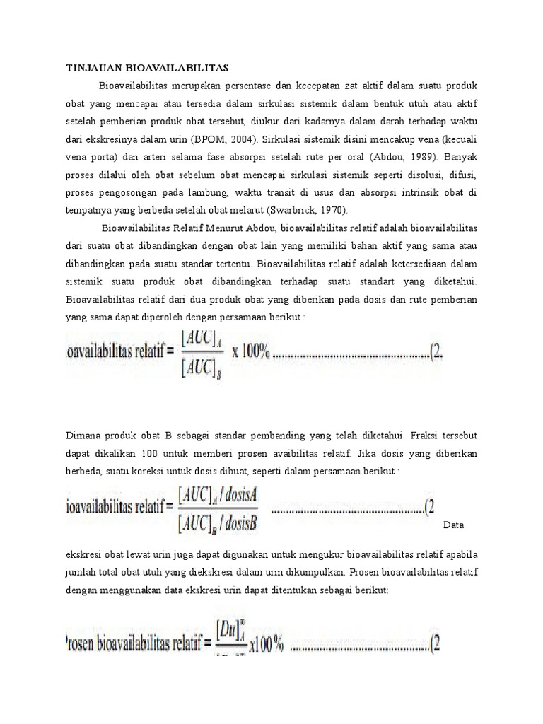 Bioavailabilitas | PDF