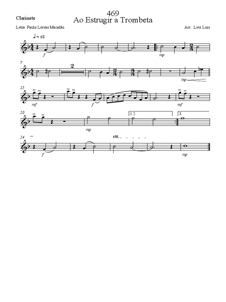 Ao Estrugir a Trombeta - Arr. Levi Luis | PDF
