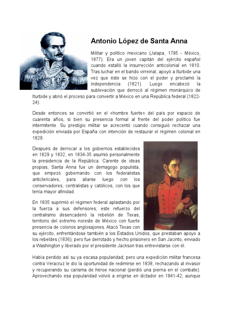 Biografía de Antonio López de Santa Anna | PDF | México | Gobierno