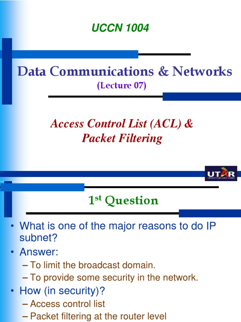 Networking ACL & Packet Filtering | PDF | Router (Computing) | Computer Network