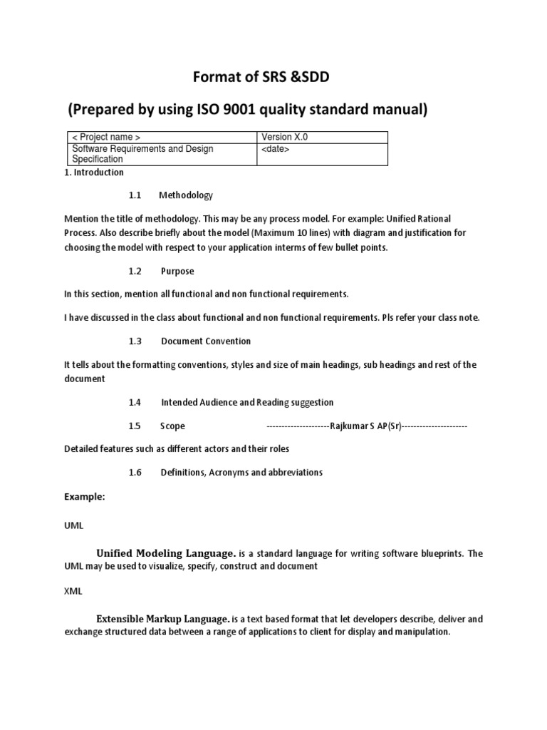 Srs and SDD Template | PDF | Unified Modeling Language | Operating System