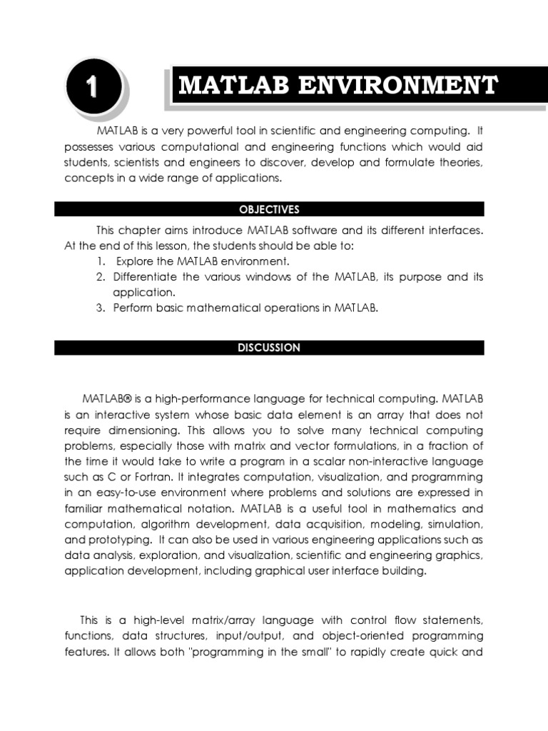 MATLAB Environment | PDF | Matlab | Computer Programming