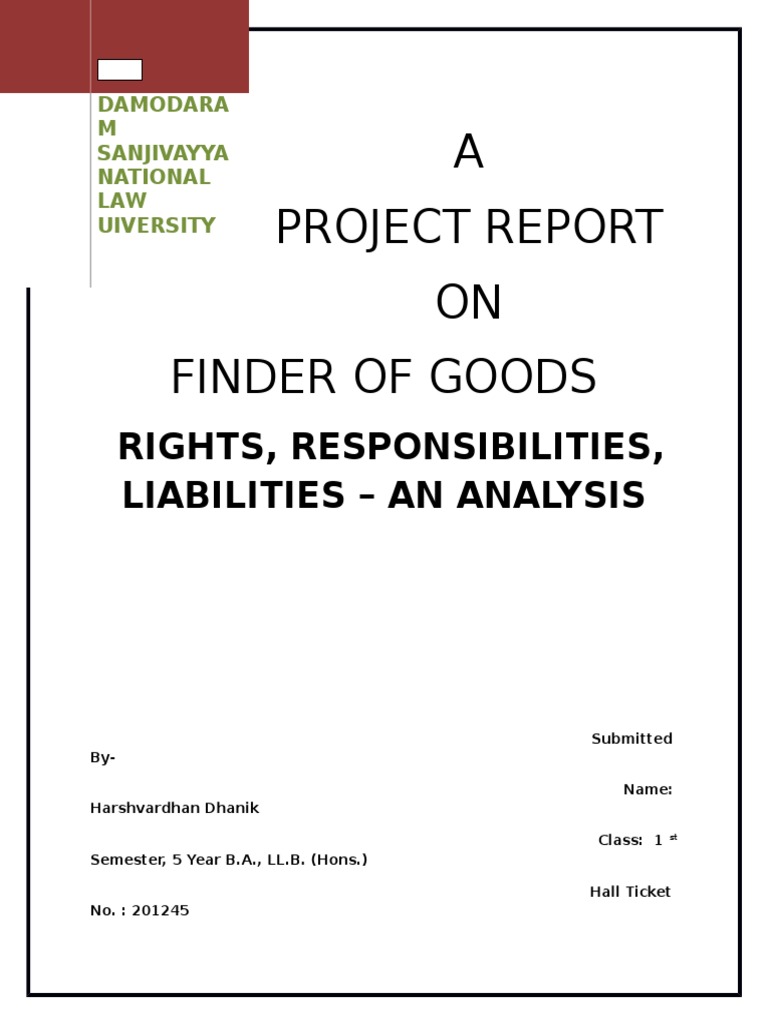 Contracts Project Rights and Responsibilities of Finder of Goods | PDF ...