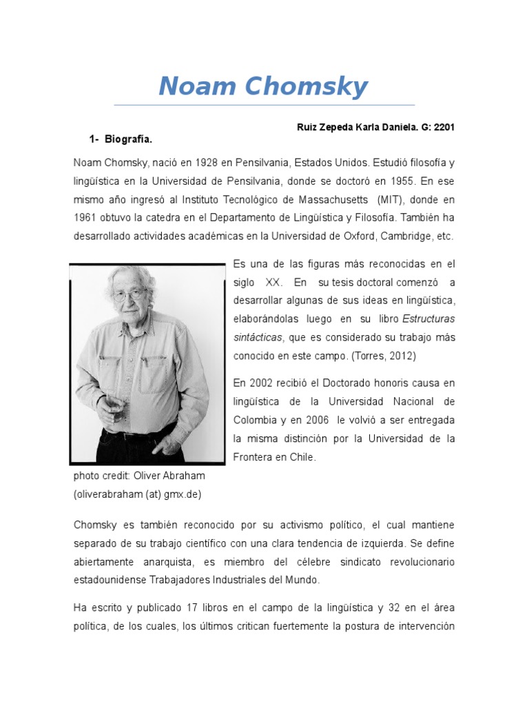 Noam Chomsky. | Noam Chomsky | Lingüística