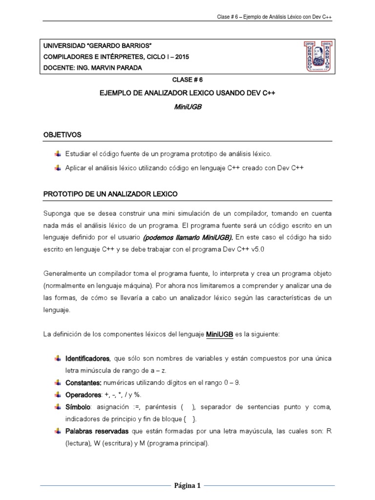 Clase4 Ejemplo Analisis Lexico DevCpp | PDF | Compilador | Lenguaje de programación
