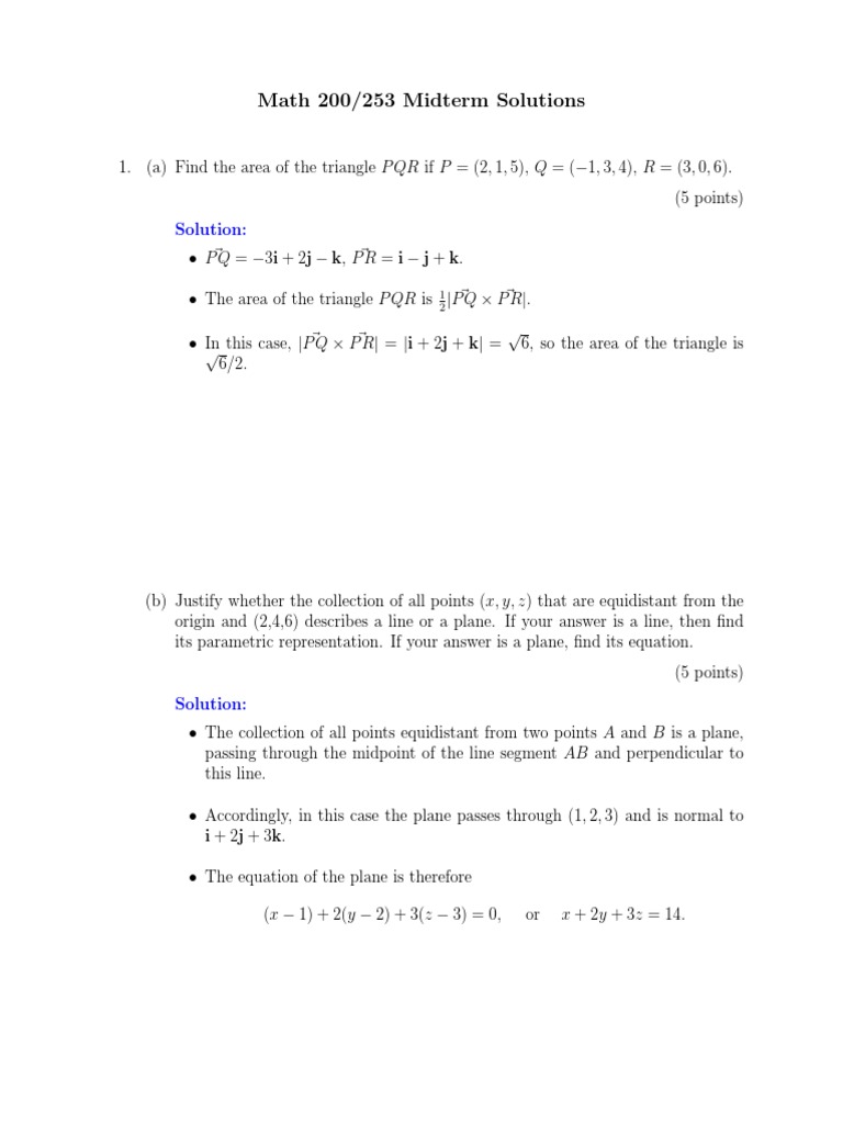 Math 200/253 Midterm Solutions Explained | PDF | Derivative | Mathematical Analysis