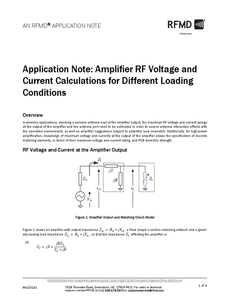 AN - Amplifier RF Voltage and Current Calculations | PDF | Amplifier ...