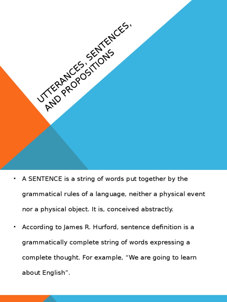 Understanding Sentences, Utterances, and Propositions | PDF ...