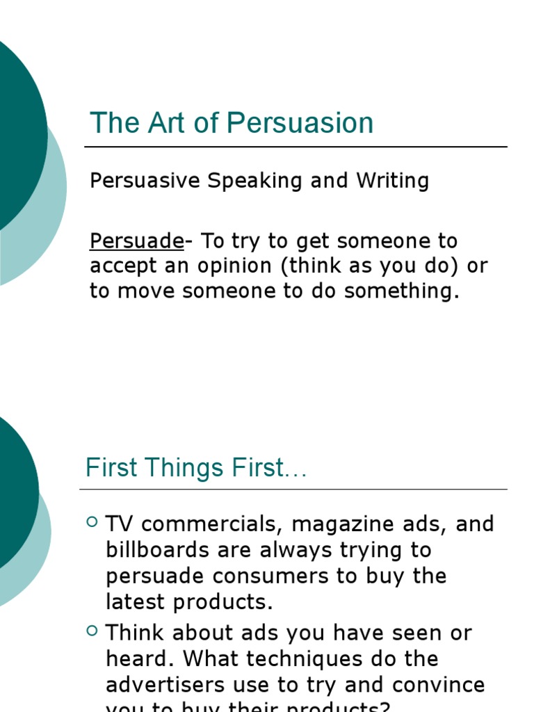 The Art of Persuasion - Part 1 | PDF | Persuasion | Logos