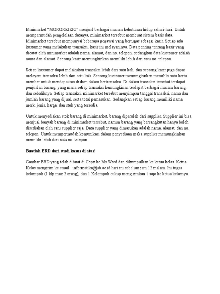 BASDAT - Soal ER Swalayan | PDF