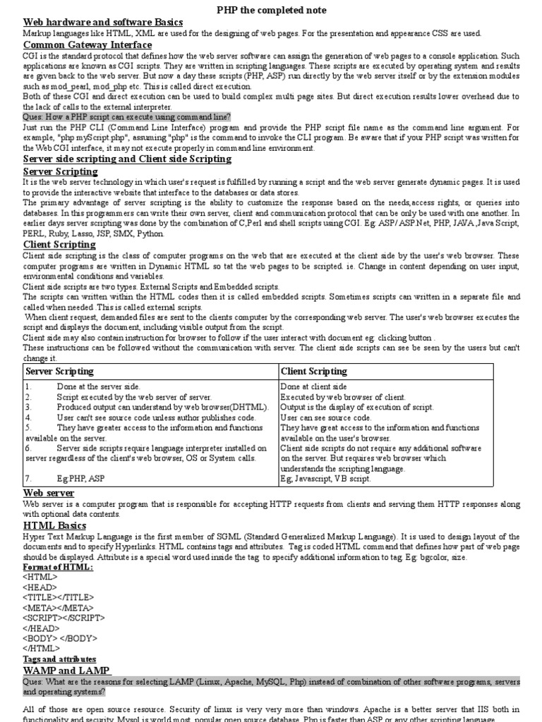 PHP The Notes | PDF | Php | Web Server